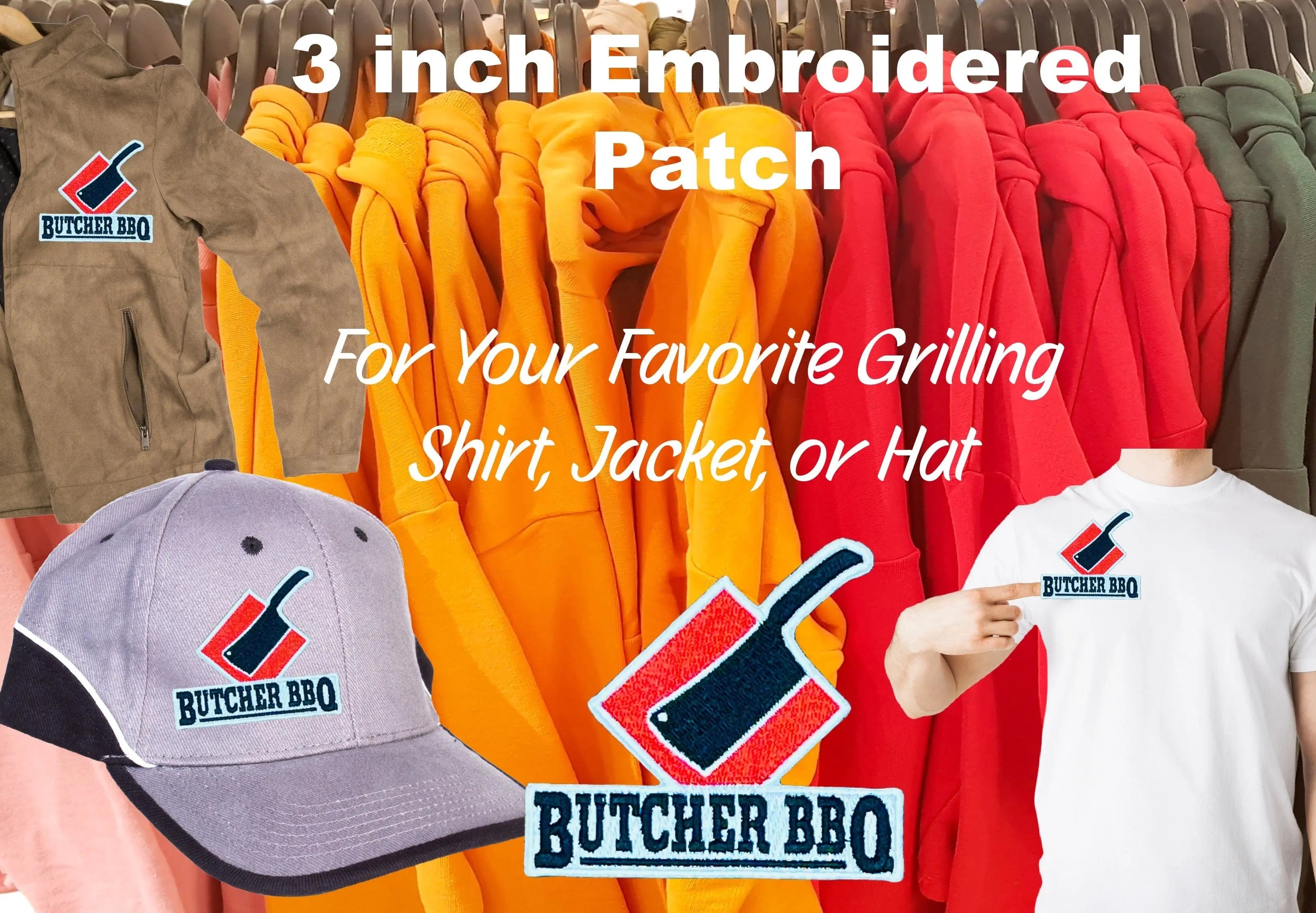 Sew or Iron our Embroidered Logo Patch on Your Jacket- Butcher BBQ ...